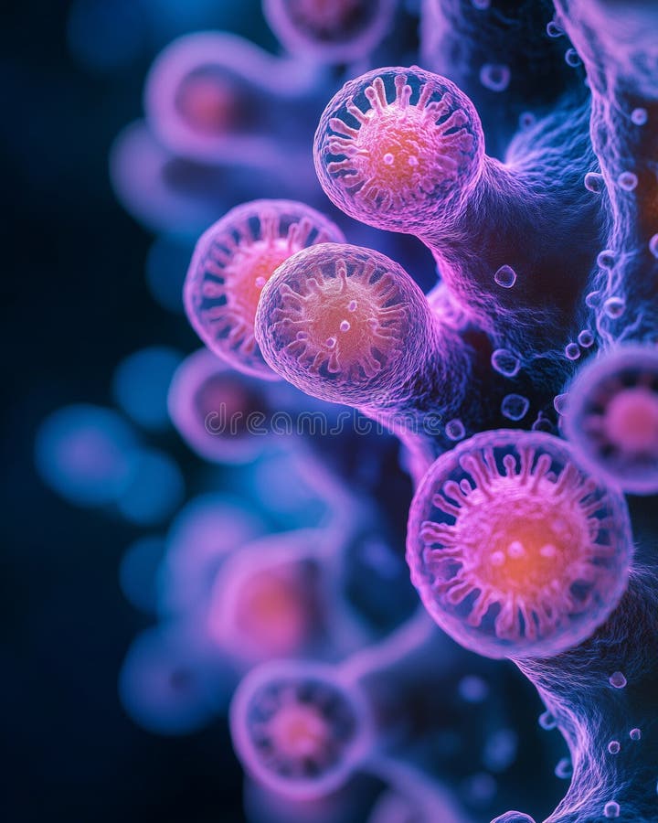 Molecular Viruses, Microbe World, Microscopic of a Pink Virus, AI ...