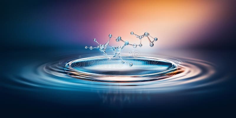 Molecular Water Design with Blue Reflection and Abstract Science ...