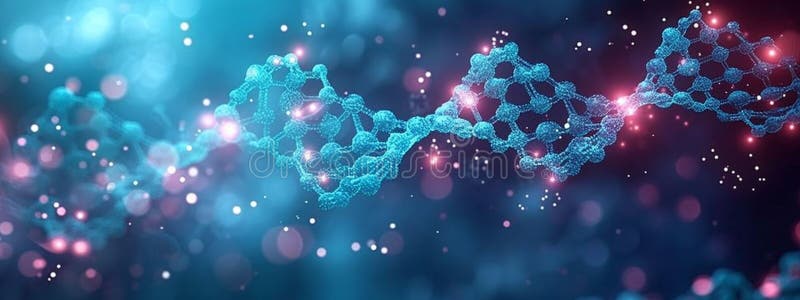 Molecular Wonderland Abstract Background with DNA Molecules, Hexagons ...