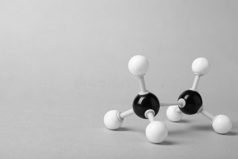 Molecule of Alcohol on Light Grey Background, Space for Text. Chemical ...