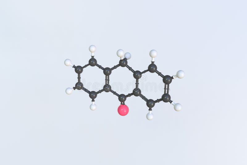 Molecule of Anthrone, Isolated Molecular Model. 3D Rendering Stock ...
