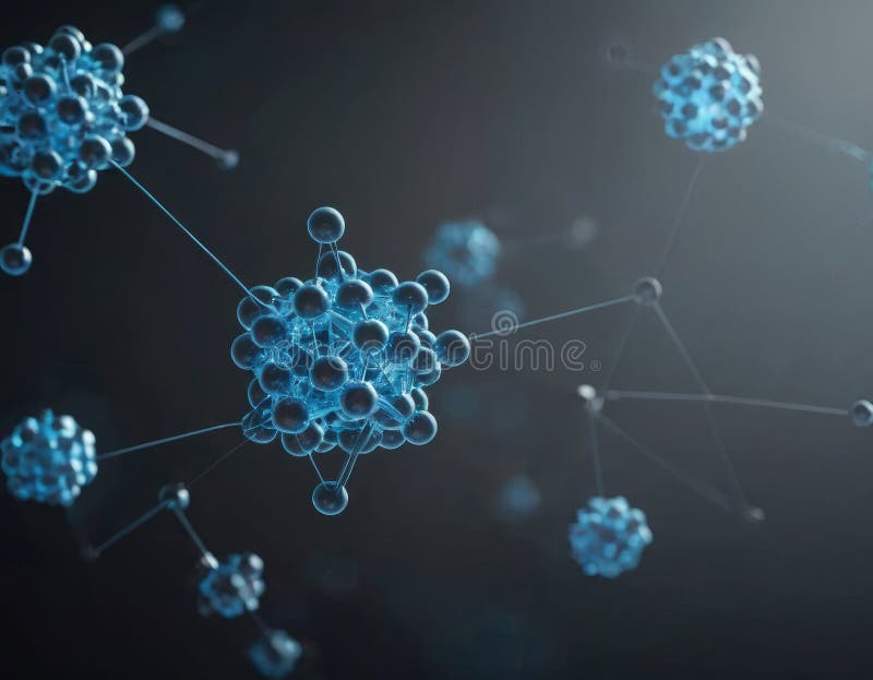 Molecule Arom Model Abstract Structure Consisting or Blue Glowing Dots ...