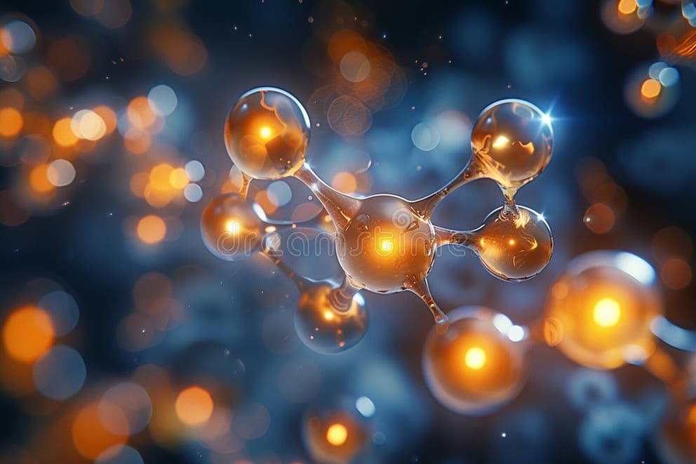 Molecule or Atom Depicted Against Backdrop of Scientific Exploration ...