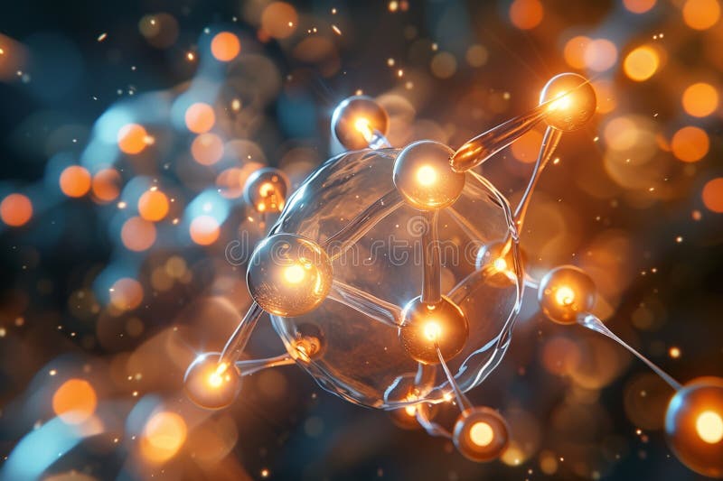 Molecule or Atom Depicted Against Backdrop of Scientific Exploration ...