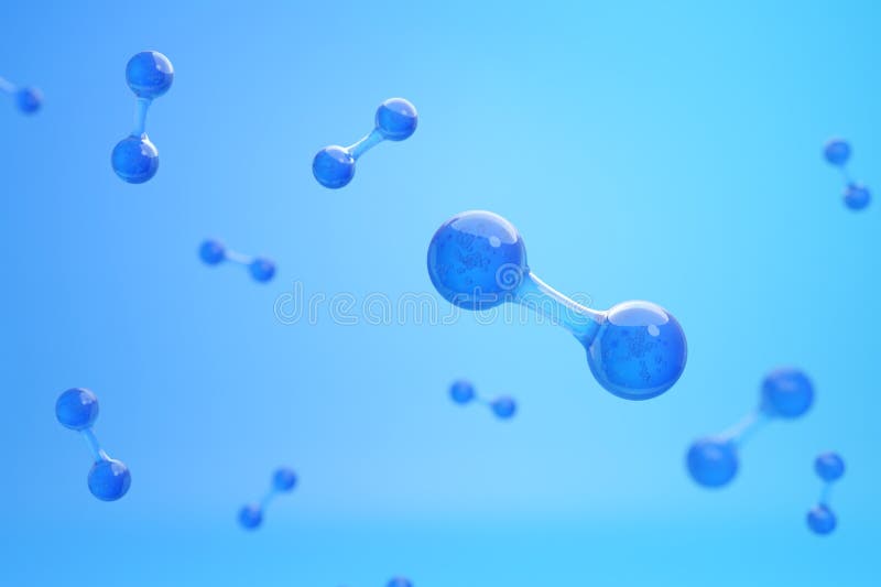 Molecule or Atom of Hydrogen on Blue Background Stock Illustration ...