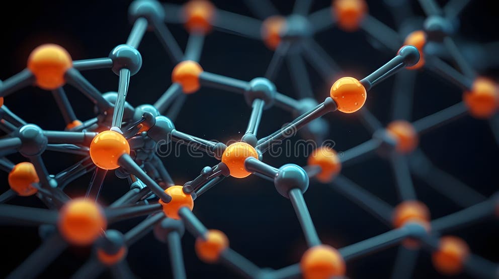 A Molecule with Atoms Connected by Glowing Bonds Stock Illustration ...