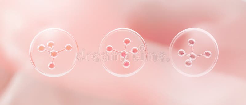 Molecule Atoms Structure Inside Bubbles on Pink Skin Background ...