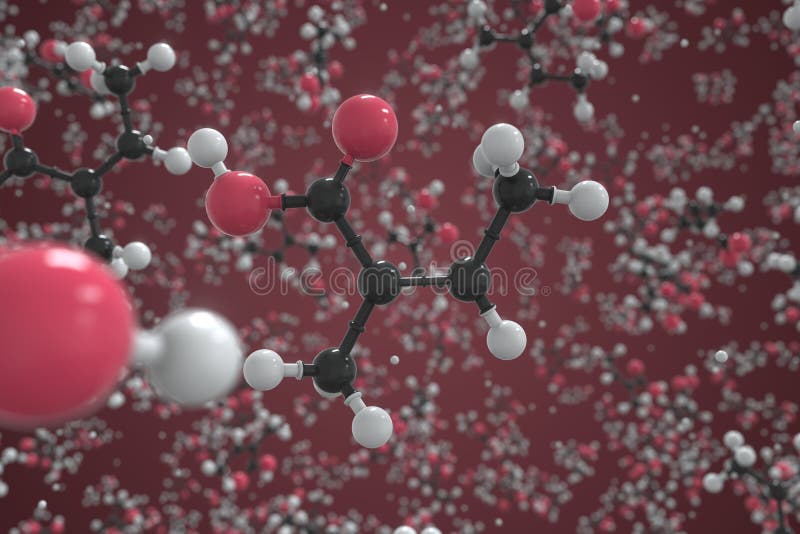 Molecule of Angelic Acid, Ball-and-stick Molecular Model. Science ...