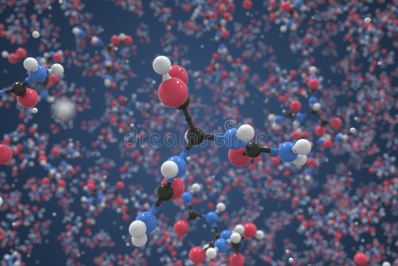 Molecule of Allantoic Acid, Ball-and-stick Molecular Model. Science ...