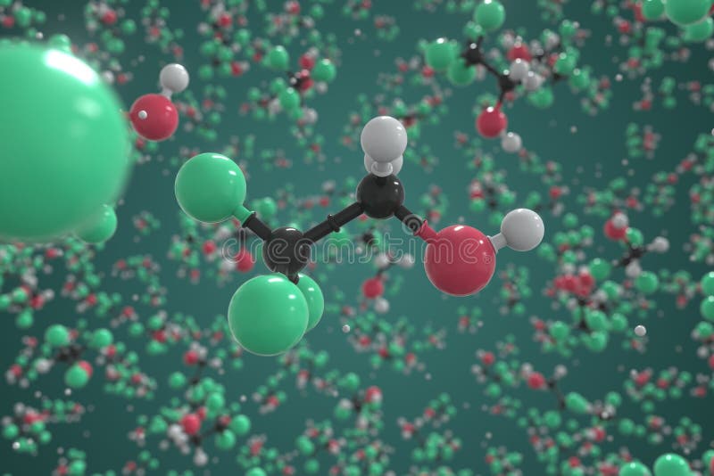 Molecule of 2,2,2-trifluoroethanol, Isolated Molecular Model. 3D ...