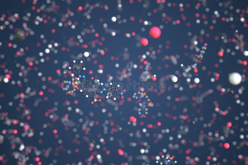 Amido Black Molecule. Conceptual Molecular Model. Chemical 3d Rendering ...