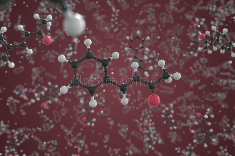 Molecule of Benzylidene Acetone, Ball-and-stick Molecular Model ...