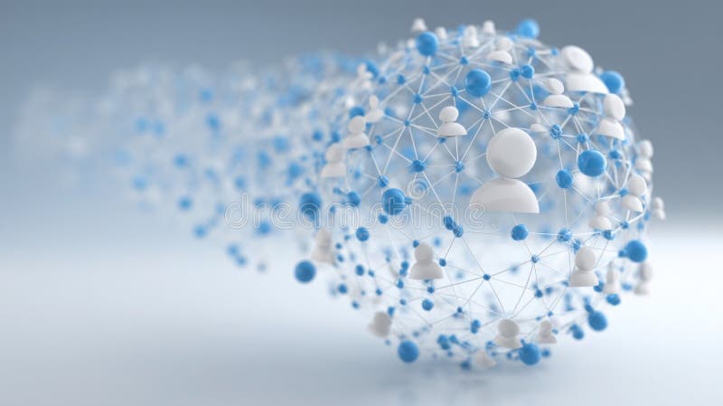 Molecule with Blue and White Spheres Representing Remote Work Strategy ...