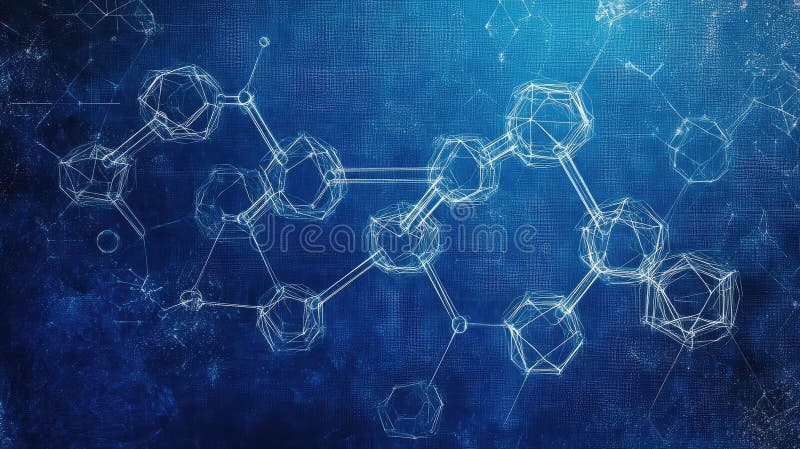 Molecule Blueprint Style Assembly of Chemical Compounds Stock Photo ...