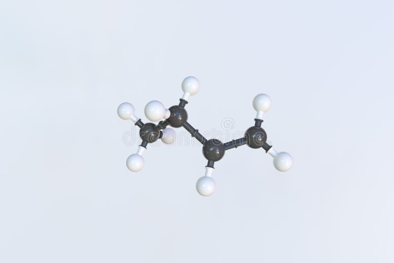 Molecule of Butene, Isolated Molecular Model. 3D Rendering Stock ...