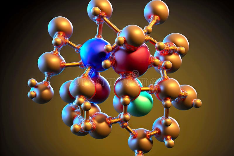 Molecule Closeup Structure Consisting of Multi-colored Spheres ...