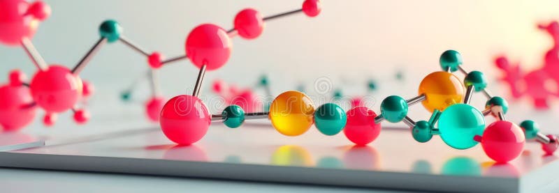 Molecule with Colorful Spheres on it Stock Illustration - Illustration ...