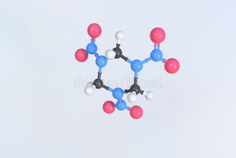 Molecule of Cyclonite, Isolated Molecular Model. 3D Rendering Stock ...