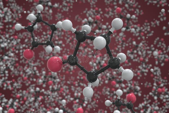 Molecule of Cyclopentanone, Ball-and-stick Molecular Model. Scientific ...