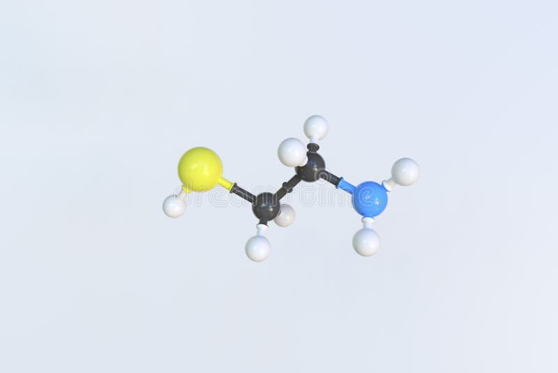 Molecule of Cysteamine, Isolated Molecular Model. 3D Rendering Stock ...