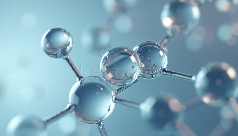 Molecule 3d Illustration. Chemical Formula with Atom Bonds. Molecular Structure Representation ...