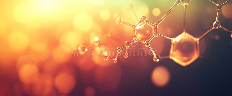 Molecule 3D Illustration. Crystal Lattice Under a Microscope. Cell ...