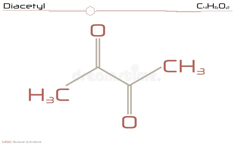 Molecule of Diacetyl stock vector. Illustration of brown - 110468446