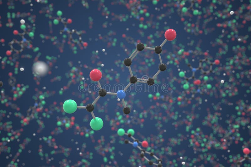 Diloxanide Molecule, Molecular Structure, Furamide, Ball and Stick 3d ...