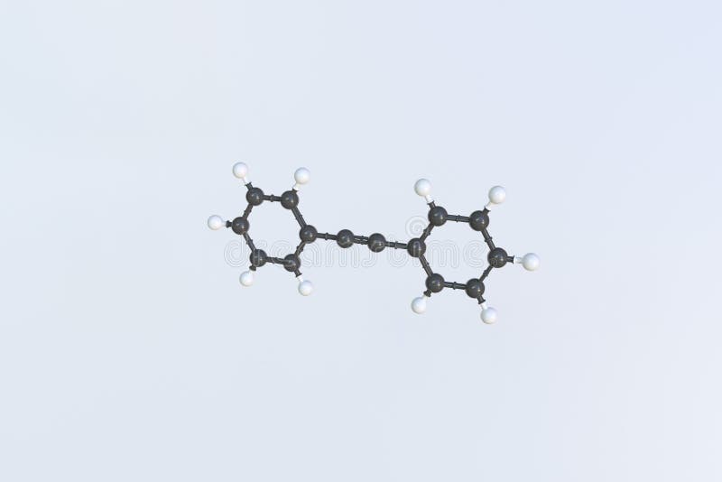 Diphenylacetylene Molecule 3d Rendering, Flat Molecular Structure with ...