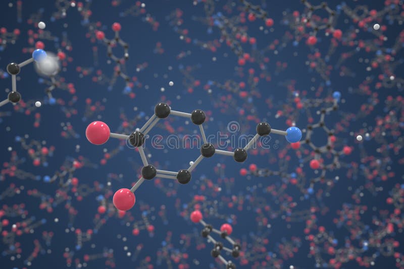 Molecule of Dopamine. Molecular Model, Science Related 3d Rendering ...