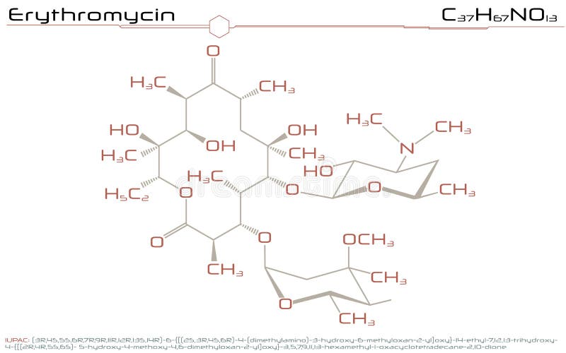 Erythromycin Antibiotic Drug Macrolide Class, Chemical Structure ...