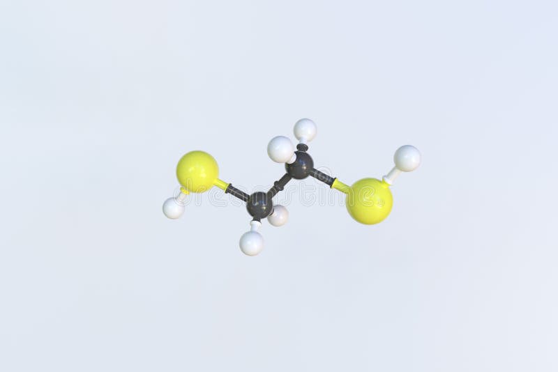 Molecule of 1,2-ethanedithiol, Isolated Molecular Model. 3D Rendering ...
