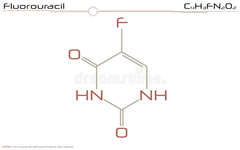 Fluorouracil Molecule Isolated on White Stock Illustration ...