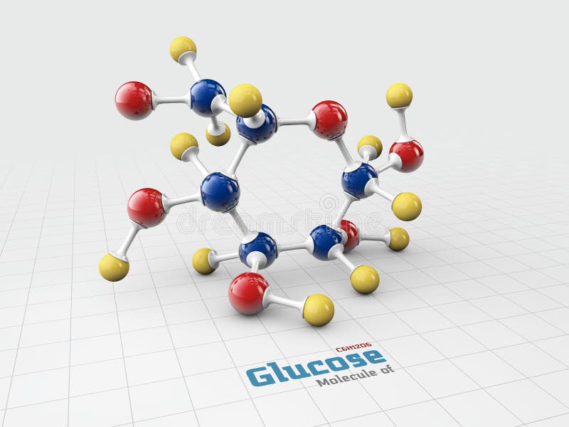 Glucose Molecule, Ball and Stick Model. Glucopyranose. Stock ...
