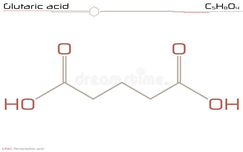 Glutaric Acid, C5H8O4 Molecule. it is Simple Five-carbon Linear Dicarboxylic Acid Stock ...