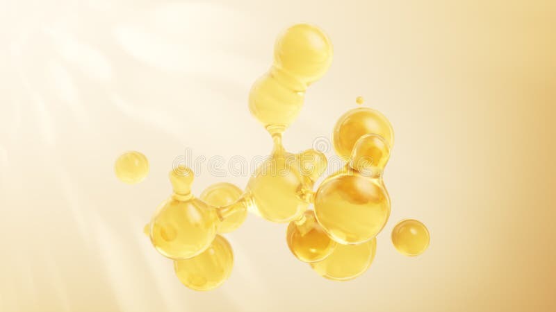 Molecule and Golden Liquid Bubble, 3d Rendering Stock Footage - Video of molecular ...