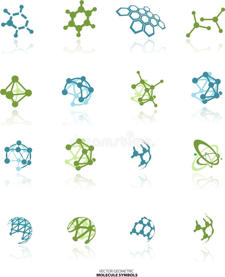 Molecule Flat Line Icons Set. Chemistry Science, Molecular Structure ...
