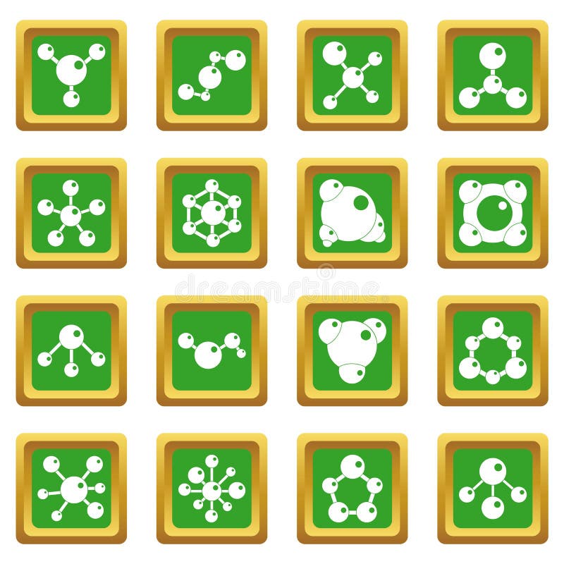 Molecule icons set green stock vector. Illustration of green - 97791058