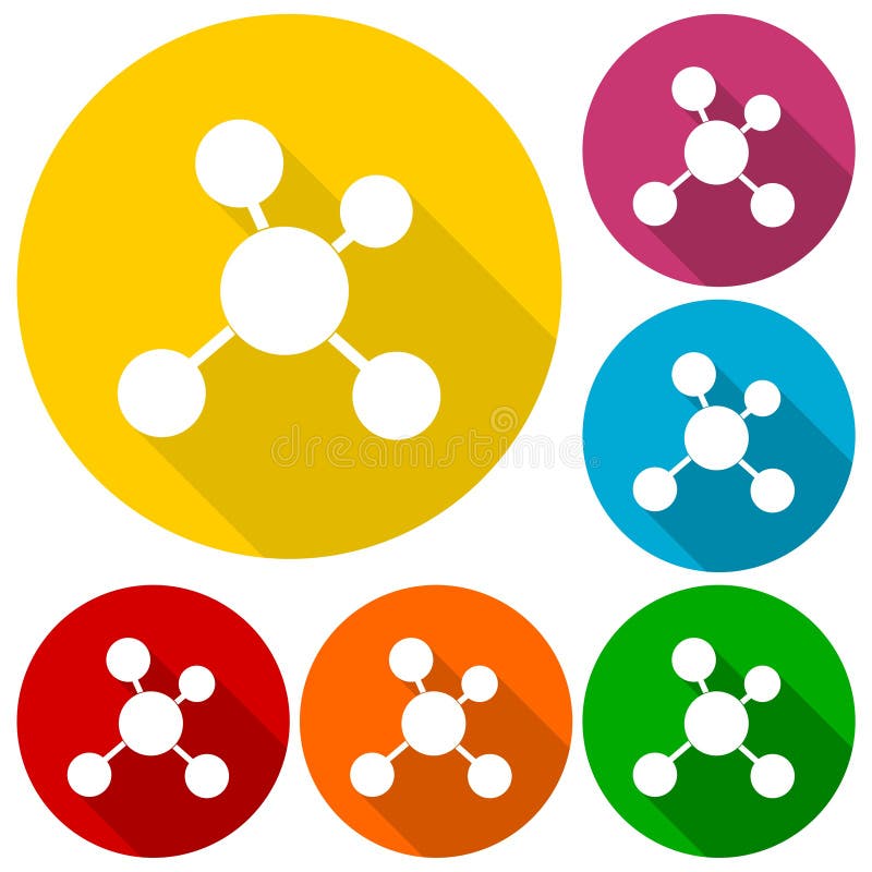 Molecule Icons Set with Long Shadow Stock Vector - Illustration of ...