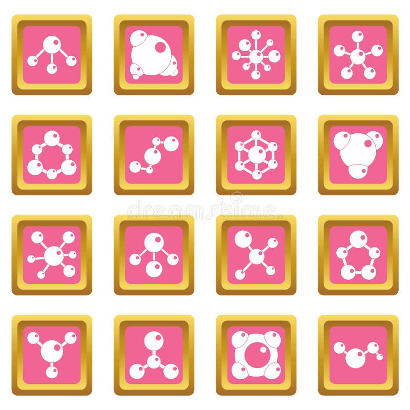 Molecule icons pink stock vector. Illustration of experiment - 99340966