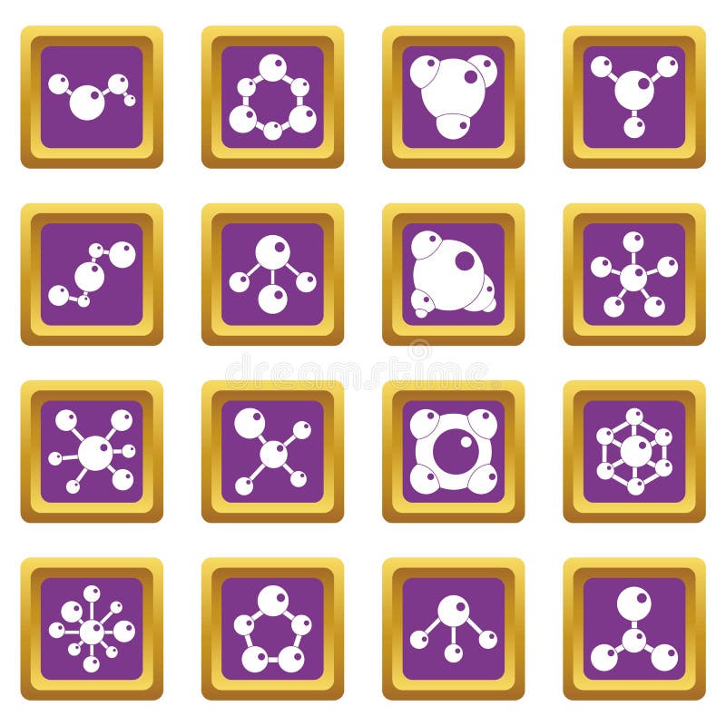 Molecule icons set purple stock vector. Illustration of modern - 98477446