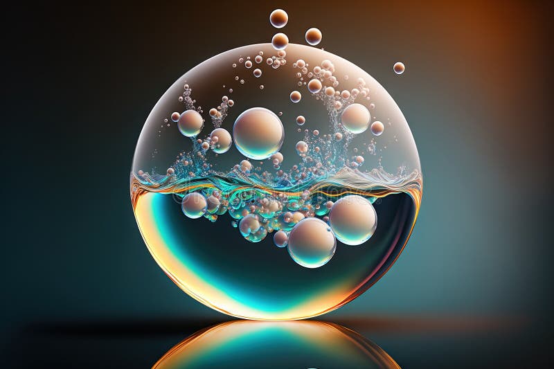 Molecule Inside a Liquid Bubble, Cosmetic Essence, and a Background of ...