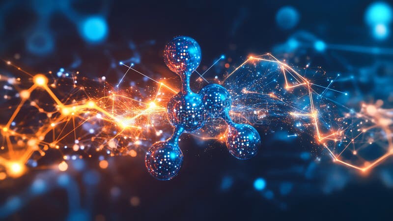 Molecule Linking To Quantum Bits, Swirling Lines Merging Biology and ...