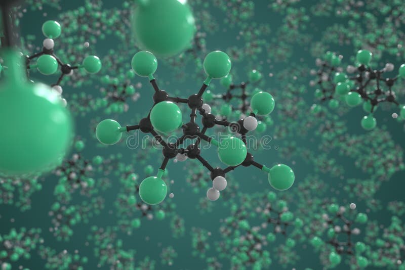 Chlordane Molecule Made with Balls, Isolated Molecular Model. 3D ...