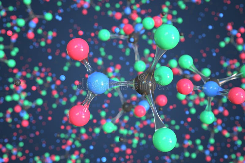 Chloropicrin Molecule, Isolated Molecular Model. 3D Rendering Stock ...