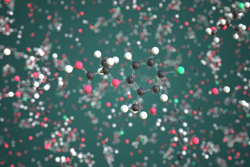 Mecoprop Molecule Made with Balls, Scientific Molecular Model. Chemical ...