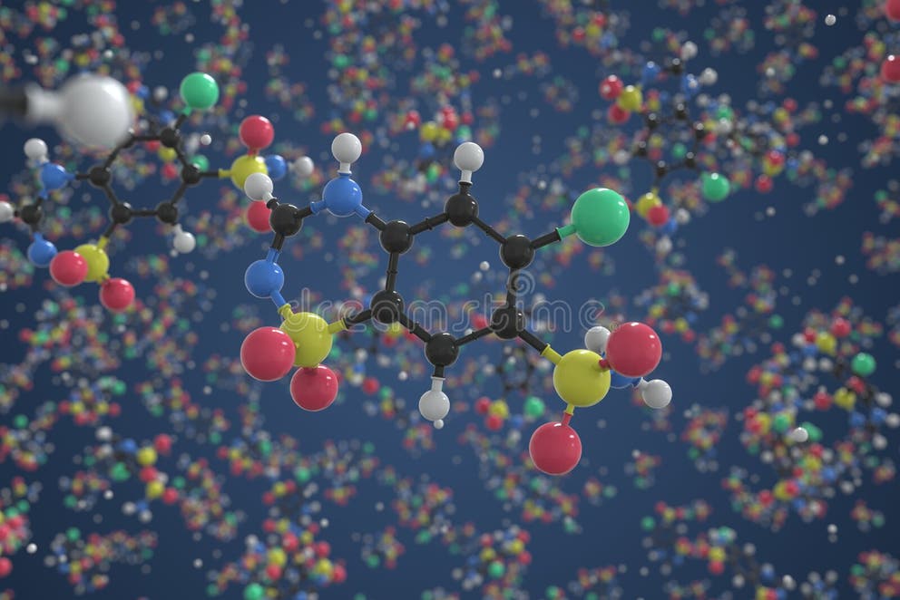 Molecule of Chlorothiazide, Ball-and-stick Molecular Model. Scientific ...