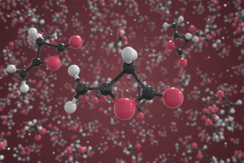 Molecule of Diketene, Isolated Molecular Model. 3D Rendering Stock ...