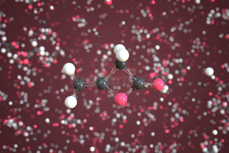 Molecule of Diketene, Isolated Molecular Model. 3D Rendering Stock ...