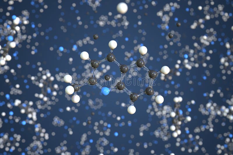 Quinaldine Molecule Made with Balls, Conceptual Molecular Model ...